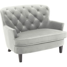1,5-Sitzer "Leo", grau (silbergrau), B:111cm H:86cm T:95cm, 100% PES, ATLANTIC HOME COLLECTION, Sofas, 1 5-Sitzer, XXL-Sessel mit Taschenfederkern und Samtveloursbezug