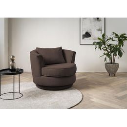 Drehsessel Home Affaire "MAISIE, Lese-Sessel, Love Seat", braun, B:95cm H:77cm T:95cm, Sessel, Drehsessel, trendige Stoffe MEGA CORD und Web-Velours, 360 Grad drehbar