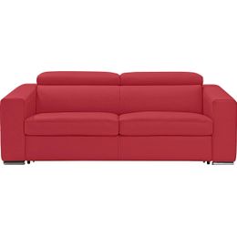 2,5-Sitzer Egoitaliano "Cabiria, Design und super Sitzkomfort", rot (ruby), B:226cm H:97cm T:103cm, Sofas, 2 5-Sitzer, inkl. manuell verstellbarer Kopfst&uuml;tzen, mit Metallf&uuml;&szlig;en