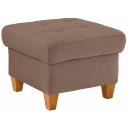 Hocker Home Affaire "Earl", beige (dunkelbeige), B:58cm H:46cm T:58cm, Struktur fein (100% Polyester);Luxus-Microfaser (100% Polyester);Luxus-Microfaser in Lederoptik (100% Polyester), Hocker, Hocker