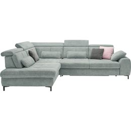 Ecksofa, famosa ocean, SET ONE BY Musterring, Sofas, B/H/T: 317cm x 86cm x 220cm, Flachgewebe, Armlehne rechts, Sitztiefenverstellung,Kopfteilverstellung,Bettfunktion,Schubkasten, 100% Polyester, Ecksofa, Kaltschaumpolsterung, Flachgewebe, whlw. mit Funktionen, Sitzh&ouml;he 49, B:317cm H:86cm T:220cm