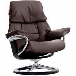 Relaxsessel stressless "Ruby", braun (braun batick), B:76cm H:100cm T:75cm, Leder PALOMA: durchgef&auml;rbtes Semianilin-M&ouml;belleder;Leder BATICK: durchgef&auml;rbtes und genarbtes M&ouml;belleder, Sessel, Relaxsessel, mit Signature Base, Gr&ouml;&szlig;e S, Gestell Eiche, Wenge, Braun & Schwarz