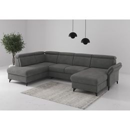 Sit & More Wohnlandschaft SIT & MORE "Glendale, U-Form", grau, B:321cm H:84cm T:193cm, 90% Polyester, 10% Polyamid, Sofas, Wohnlandschaft, inkl. Kopfteilverstellung,wahlweise mit Vorziehsitz und Bettkasten
