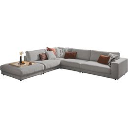 Ecksofa 3C CANDY "Enisa II, bequem und komfortabel, gro&szlig;es Familiensofa, L-Form", grau (light, grau), B:365cm H:86cm T:322cm, 85% Polyester, 15% Viskose, Sofas, Ecksofa, incl. 3 Flatterkissen, wahlweise mit Flecken-Schutz-Bezug Easy care