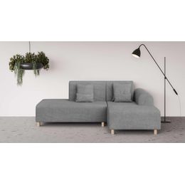 Ecksofa OTTO HOME "Suyala", grau (hellgrau), B:258cm H:85cm T:168cm, 100% Polyester, Sofas, Ecksofa, L-Form mit Hocker