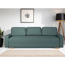 3-Sitzer Home Affaire "SHERIDIAN Schlafsofa mit Bettkasten, in Feincord & Velvet", blau (t&uuml;rkis), B:225cm H:80cm T:94cm, 100% Polyester, Sofas, 3-Sitzer, mit Wellenunterfederung, moderne Bez&uuml;ge, B/H/T 225/94/80