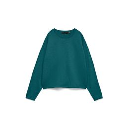 V&eacute;ro Moda Strickpullover VERO MODA "VMEXCITING PLAIN LS O-NK ROLL PULLOV BOO", Damen, Gr. XS, mediterranea detail:melange, Strick, Obermaterial: 72% Polyester, 18% Polyacryl, 10% Nylon, meliert, regular fit normal, Rundhals, Pullover Strickpullover