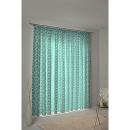 Vorhang Adam "Retro Floret" Gr. 3, blau (petrol), B:145cm H:225cm, Jacquard, Baumwolle (Bio-Baumwolle), Gardinen, Vorhang, aus 100% Bio-Baumwolle