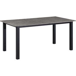 Esstisch OTTO HOME "Babetta", zement, optik, schwarz, B:160cm H:75cm T:90cm, Tische, Esstisch, schwarzes pulverbeschichtetes Metallgestell, verschiedene Breiten