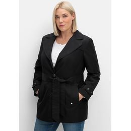 Outdoorjacke sheego, Damen, Gr. 56, schwarz, 64% Baumwolle, 36% Polyester, unifarben, Jacken Outdoorjacke