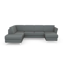 Sit & More Wohnlandschaft SIT & MORE "Visby U-Form", grau, B:303cm H:87cm T:213cm, Sofas, Wohnlandschaft, Wahlweise mit Bettfunktion und Stauraum, frei im Raum stellbar