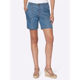 Jeansshorts Heine, Damen, Gr. 40, Normalgr&ouml;&szlig;en, blau (blau, bleached), 100% Baumwolle, unifarben, kurz, Jeans Jeansshorts