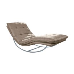 Relaxliege W.Schillig "daily dreams", braun (stone z59), B:75cm H:85cm T:169cm, Longlife Xtra-Leder Z59: Glattleder mit modischer Pr&auml;gung. Hautst&auml;rke 0, 9 - 1, 1 mm, Sofas, Relaxliege, in Waffelkissen-Optik, Schaukelgestell silber matt, in 2 Breiten