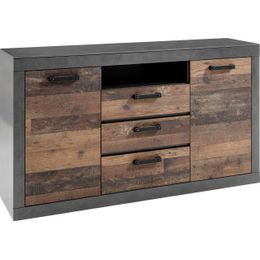 Sideboard Home Affaire "BROOKLYN", grau (matera, old mix dekor, absetzung matera), B:153cm H:88cm T:43cm, Holzwerkstoff, Sideboards, Sideboard, Breite ca. 153 cm