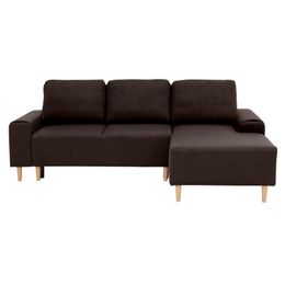 Ecksofa Home Affaire "Samu L-Form", braun (dunkelbraun), B:235cm H:93cm T:160cm, Microfaser PRIMABELLE (100% Polyester);Samtoptik (100% Polyester);Struktur fein (100% Polyester), Sofas, Ecksofa, wahlweise mit Bettfunktion und Bettkasten