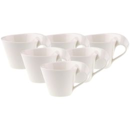 Villeroy & Boch Tasse VILLEROY & BOCH "Cappuccinotasse NewWave Caffe 250 ml 6er Set wei&szlig;", wei&szlig;, 6 tlg., Porzellan, Trinkgef&auml;&szlig;e, Tasse