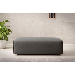 Hocker "PIARA, Polsterhocker mit Kedernaht, Cord, Leinenoptik o. Strukturstoff", grau (anthrazit), B:130cm H:44cm T:62cm, 100% Polyester, LeGer Home by Lena Gercke, Hocker, Hocker, zur Serie PIARA, rechteckig, schwarze F&uuml;&szlig;e, bequemer Sitzkomfort