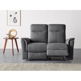 2-Sitzer Home Affaire "Southbrook", grau (anthrazit), B:144cm H:99cm T:92cm, Webstoff 95% Polyester 5% Nylon, Sofas, 2-Sitzer, mit manueller und elektrischer Relaxfunktion