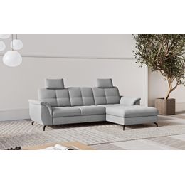 Sit & More Ecksofa SIT & MORE "Zora", grau, B:262cm H:92cm T:164cm, 100% Polyester, Sofas, Ecksofa, wahlweise mit Bettfunktion und Bettkasten