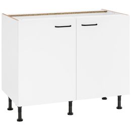 Unterschrank Optifit "Elga", wei&szlig; (wei&szlig;, wei&szlig;), B:100cm H:87cm T:58,4cm, Holzwerkstoff, Schr&auml;nke, Unterschrank, mit Soft-Close-Funktion, h&ouml;henverstellbare F&uuml;&szlig;e, Breite 100 cm