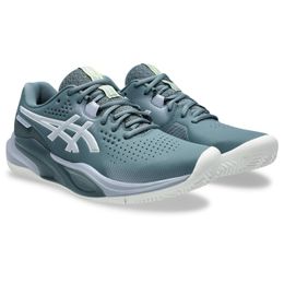 Tennisschuh asics "GEL-CHALLENGER 15 CLAY", Herren, Gr. 47, ironclad, grau blau, Textil, Schuhe Tennisschuh, Sandplatzschuhe f&uuml;r Aschepl&auml;tze