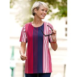 Longshirt Classic Basics "Longshirt", Damen, Gr. 48, bunt (rot, marine, gestreift), 100% Baumwolle, gemustert, gestreift, mehrfarbig, Rundhals, Shirts Longshirt