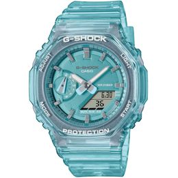 Chronograph Casio G-SHOCK, blau (t&uuml;rkis, transparent), Armbanduhren, Damen, Chronograph, Quarzuhr, Armbanduhr, Damen, Herren, digital, bis 20 bar wasserdicht