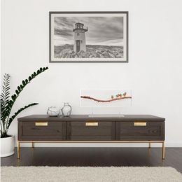Lowboard Andas, schwarz (schwarz, messing), B:150cm H:40cm T:44cm, Sideboards, Lowboard, Kommode, Holzfurnier aus Walnussbaum, skandinavisches Design