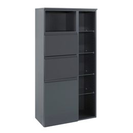 Midischrank Welltime "Cardiff", grau (graphitfarben), B:65cm H:130cm T:35cm, Holzwerkstoff, MDF, Schr&auml;nke, Midischrank, Breite 65 cm, mit Softclose-Funktion