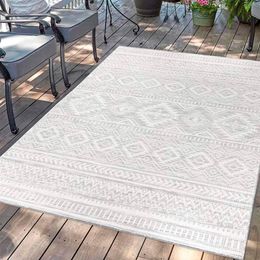 Outdoorteppich Carpet City "PALM 3522", grau, B:140cm H:5mm L:200cm, Polypropylen, Teppiche, Outdoorteppich, L&auml;ufer, Wetterfest & UV-best&auml;ndig, f&uuml;r Balkon, Terrasse, K&uuml;che, flach