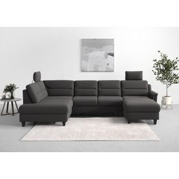 Sit & More Wohnlandschaft SIT & MORE "Far&ouml; U-Form", grau (fango), B:325cm H:90cm T:187cm, Sofas, Wohnlandschaft, inklusive Federkern, wahlweise mit Bettfunktion und Bettkasten