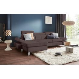 Ecksofa exxpo - SOFA FASHION "Fiji, hochwertige Detailverarbeitung, Breite 292cm, L-Form", braun, B:292cm H:98cm T:167cm, Luxus-Kunstleder;Webstoff (100% Polyester);Webvelours (100% Polyester), Sofas, Ecksofa, bequem durch Kopf- und Armteilverstellung, wahlweise mit Bettfunktion