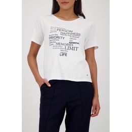 T-Shirt monari, Damen, Gr. 44, wei&szlig;, Jersey, Obermaterial: 100% Baumwolle, unifarben, regular fit normal, Rundhals, abgesteppte Kante, Shirts T-Shirt, Rundhalsausschnitt, Regular Fit, Strasssteine