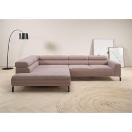 Ecksofa Home Affaire "Antonelli, L-Form, inkl. Kopfteilverstellung, Breite 312 cm", rosa (ros&eacute;), B:312cm H:71cm T:219cm, 95% Polyester, 5% Nylon, Sofas, Ecksofa, ohne Sitztiefenverstellung, in Cord, ros&eacute;