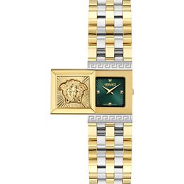 Quarzuhr Versace "Versace REVEAL", gold (silbergoldfarben, gr&uuml;n), Armbanduhren, Damen, Quarzuhr, Armbanduhr, Damenuhr, Swiss Made, Edelstahlarmband, analog