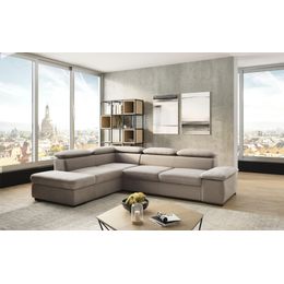 Sit & More Ecksofa SIT & MORE "Alcudia L-Form", grau (elefant), B:272cm H:73cm T:226cm, 100% Polyester, Sofas, Ecksofa, mit Armteilverstellung, optional Kopfteilverstellung und Bettfunktion