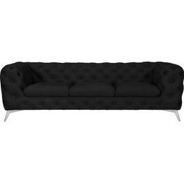 Chesterfield-Sofa Home Affaire "Glynis", grau (charcoal), B:243cm H:75cm T:99cm, Struktur (100% Polyester);Samtoptik (100% Polyester), Sofas, Chesterfield-Sofa, aufw&auml;ndige Knopfheftung, moderne Chesterfield Optik, Fu&szlig;farbe w&auml;hlbar