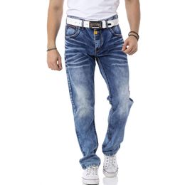 Cipo & Baxx Regular-fit-Jeans CIPO & BAXX, Herren, Gr. 33, L&auml;nge 34, blau (mid blau used), Denim/Jeans, Obermaterial: 100% Baumwolle, Abriebeffekte, Jeans Regular-fit-Jeans, Topseller