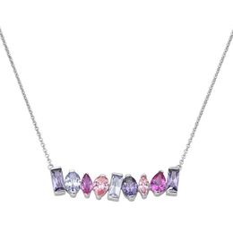 Collier "Collier Korund pink und Zirkonia mehrfarbig, Silber 925", bunt (mehrfarbig), Giorgio Martello MILANO, Halsketten, Damen, Silber 925 (Sterlingsilber), Collier