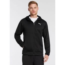 Trainingsjacke Puma "TRAIN ALL DAY PWRFLEECE FULL ZIP", Herren, Gr. M, schwarz (Puma schwarz), Fleece, Obermaterial: 100% Polyester, meliert, slim fit normal, Rundhals, Jacken Trainingsjacke, f&uuml;r Fitness-Workout, mit WarmCELL-Technologie, Slim Fit Passform