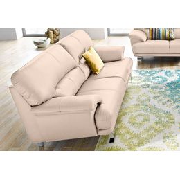 3-Sitzer Trendmanufaktur "Cecilia, in italienischem Design, bequem", beige, B:200cm H:87cm T:90cm, Microfaser PRIMABELLE (100% Polyester);NaturLEDER (echtes Rindsleder) in Sitz und R&uuml;cken. Korpus in passendem Kunstleder SOFTLUX bezogen;Luxus-Microfaser ALCAZAR (100% Polyester);Kunstleder SOFTLUX, Sofas, 3-Sitzer, mit Chromf&uuml;&szlig;en