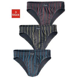 Slip Le Jogger, Herren, Gr. 5, 3 Stk., bunt (rot, gelb, blau), Jersey, Obermaterial: 95% Baumwolle, 5% Elasthan, gestreift, k&ouml;rpernah, Unterhosen Slip, mit kontrastfarbenen Streifen, Topseller