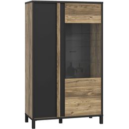 Highboard FORTE "Hayato", beige (schwarz, alpine kiefer), B:95,4cm H:158,8cm T:42cm, Dekorfolie, FSC-zertifizierter Holzwerkstoff, Sideboards, Highboard, H&ouml;he ca. 159 cm