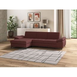 Ecksofa DOMO collection "Capelo, komfortabel, klare Linien zeichnen dieses Design aus, L-Form", lila (beere), B:297cm H:84cm T:160cm, 70%Polyacryl, 15% Polyester, 15% Baumwolle, Sofas, Ecksofa, mit Armteilverstellung, wahlweise mit Bettfunktion, Federkern