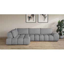 Ecksofa OTTO HOME "AZITA L-Form, XXL 352 cm Designsofa in Bubble-Opitk", grau (hellgrau), B:352cm H:72cm T:210cm, 100% Polyester, Sofas, Ecksofa, lose R&uuml;ckenkissen, traumhafte Steppung