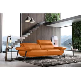 2,5-Sitzer Egoitaliano "Anais, Designsofa mit erstklassigem Sitzkomfort, Fu&szlig;farbe schattengrau", orange, Sofas, B/H/T: 232cm x 74cm x 106cm, Leder BULL, Leder &raquo;BULL&laquo; (echtes Rindsleder). Geschliffenes, pigmentiertes und behandeltes Rindsleder mit einer Dicke von 1, 3-1, 5 mm. Dieses Leder zeigt eine ziemlich weiche Hand mit einem halb undurchsichtigen Aussehen. Es handelt sich um ein gesch&uuml;tztes L