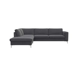 Ecksofa FLEXLUX "Fiore, super Sitzkomfort durch Kaltschaum im Sitz, L-Form", grau (dervit grau), B:273cm H:85cm T:225cm, 100% Polyester, Sofas, Ecksofa, breite Armlehnen, F&uuml;&szlig;e Alu