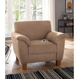 Sessel Home Affaire "Alta", braun, B:101cm H:87cm T:88cm, Struktur ( 100% Polyester);Struktur fein ( 100% Polyester);Luxus-Microfaser (100% Polyester), Sessel, Sessel, mit Federkern und Kontrastnaht, F&uuml;&szlig;e Buche eichefarben