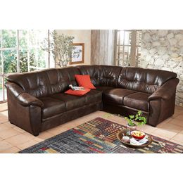 Ecksofa Home Affaire "Savona L-Form, B: 262 cm", braun (schoko), B:262cm H:90cm T:212cm, Kunstleder in Antiklederoptik, Sofas, Ecksofa, mit Federkern