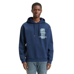 Hoodie Tom Tailor Denim, Herren, Gr. S, ocean night blau, Sweatware, Obermaterial: 70% Baumwolle, 30% Polyester, bedruckt, regular fit normal, ohne Ausschnitt, Rippb&uuml;ndchen, Sweatshirts Hoodie, mit Print